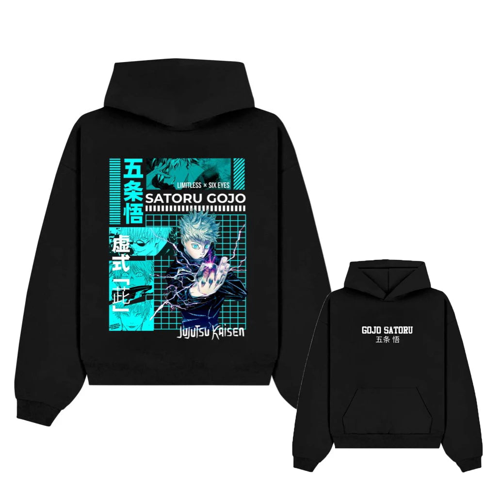 Jujutsu Kaisen Limitless Blue Oversized Vintage Hoodie